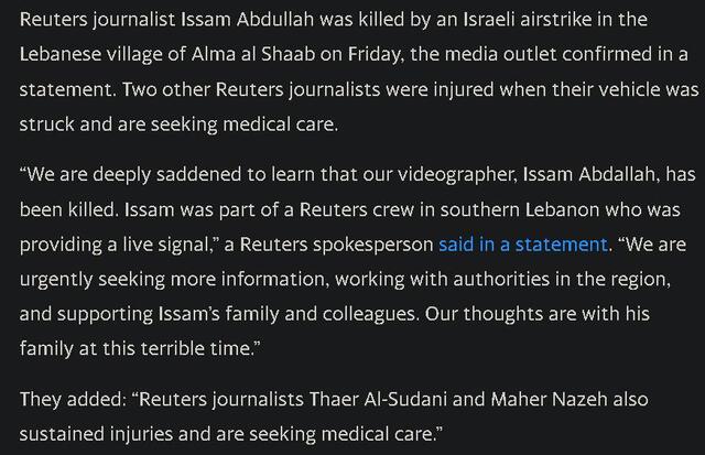 Issam Abdullah, fotograf for Reuter dræbt i Libanon – Hodjanernes blog